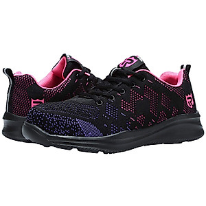LARNMERN Steel Toe Shoes Women Tennis Comfortable Sneakers Work Lightweight Sneaker Safety Ladies Puncture Proof Women's Shoe 112K(9 Women, Purple)