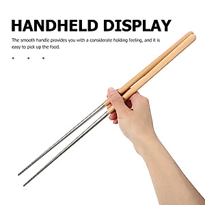 Luxshiny Stainless Steel Chopsticks Long Chopsticks Frying Cooking Chopsticks Foods Serving Chopsticks Hot Pot Chopsticks Public Chopsticks for Home Restaurant (40cm)