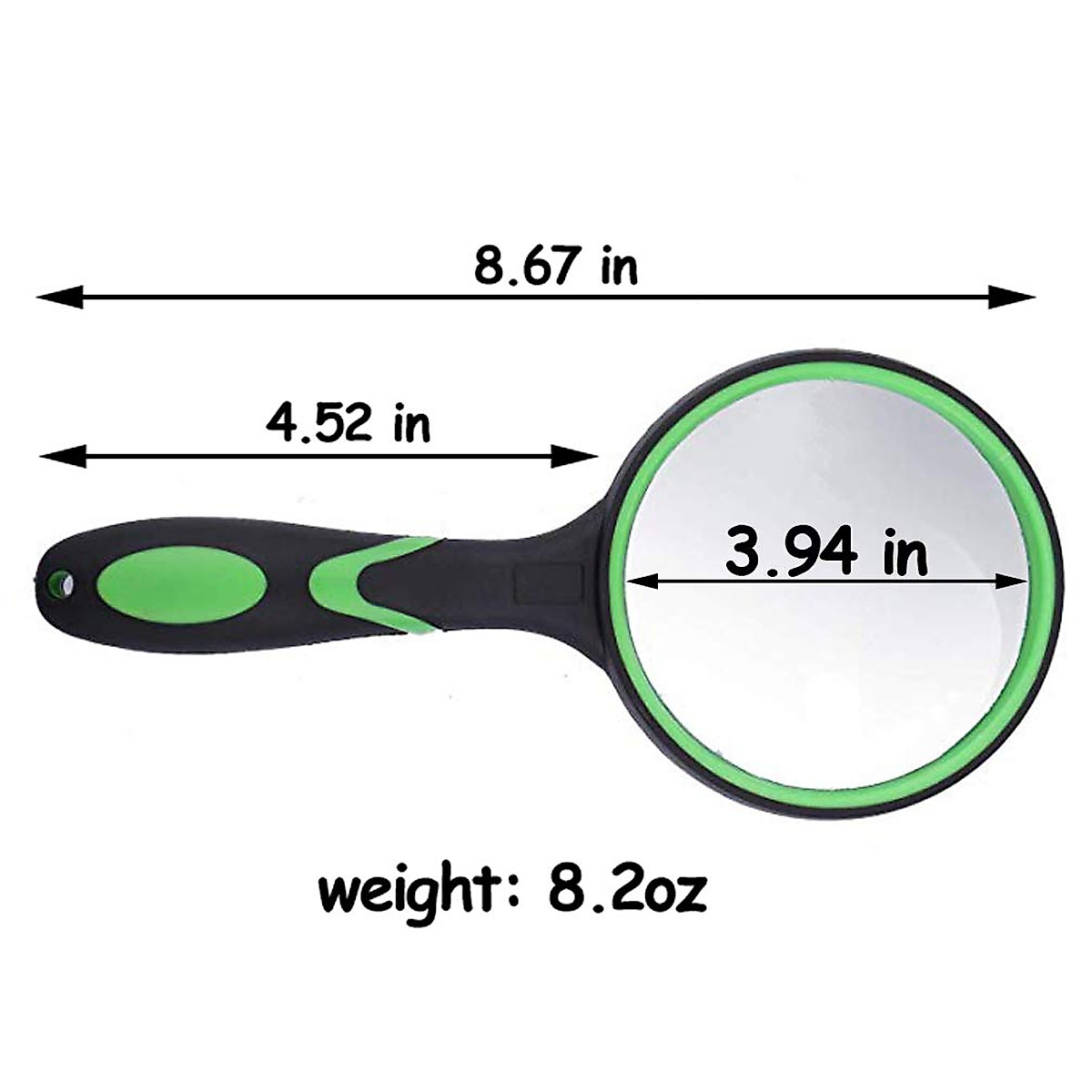 TANCH 5X Magnifying Glass Handheld Magnifier with Large 100mm Magnifying Glass Lens and Non-Slip Rubber Handle for Senior and Kids (1PC Green)
