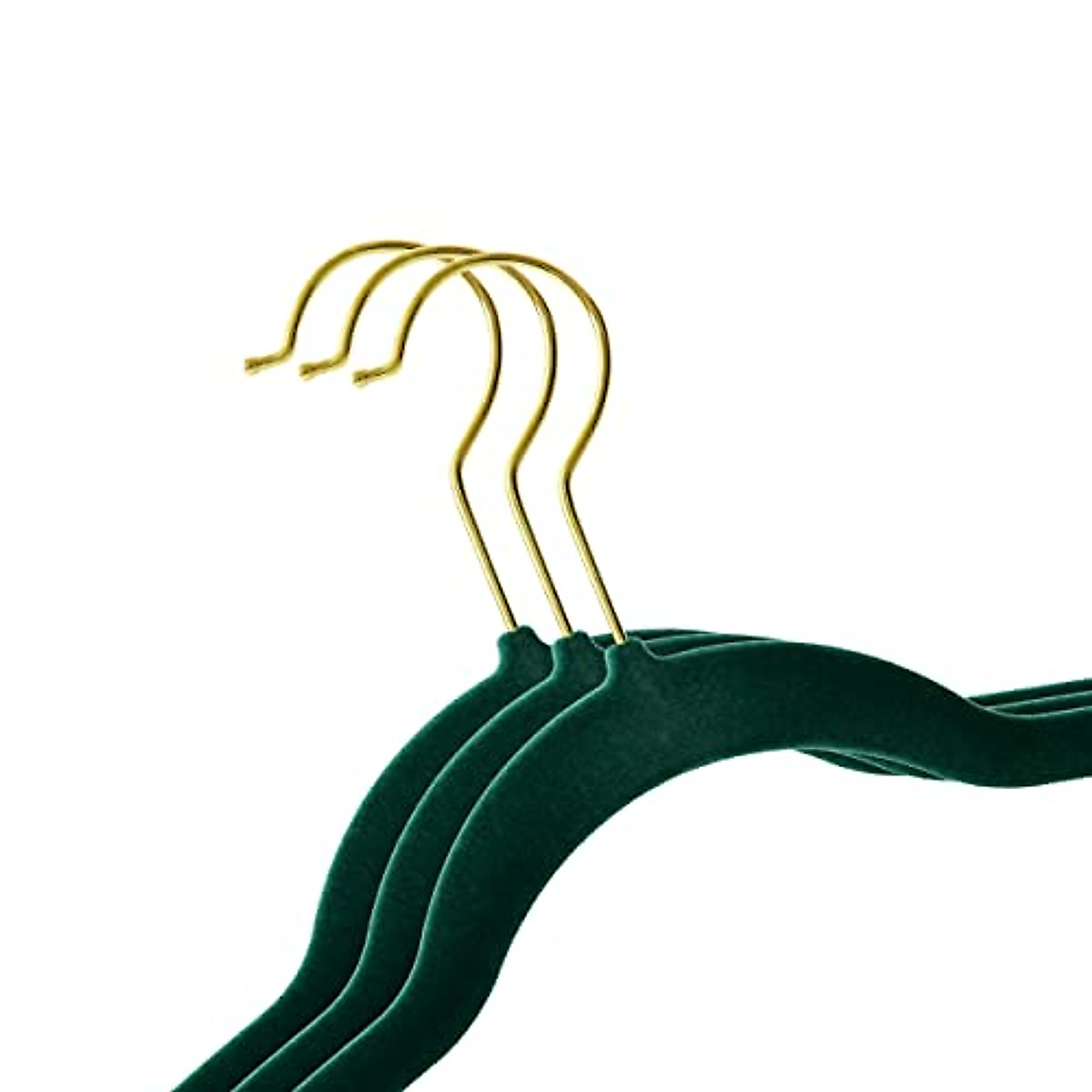 SYNHOZZ Velvet Hangers ，Green Non-Slip Suit Felt Hangers,Ultra Thin Space Saving 360 Degree Gold Hook Clothes Hangers Huggable Hangers Velvet for Suits,Coats,Jackets,Pants,Dress (50 Pack, Green