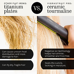 Vibrastrait Pro Vibrating Ceramic Tourmaline Ionic Flat Iron, 1-inch - Fast, Frizz-Free Ceramic Hair Straightener with Easy, Gentle Glide for Waves, Curls, Smooth Hair - Professional Styling Tools