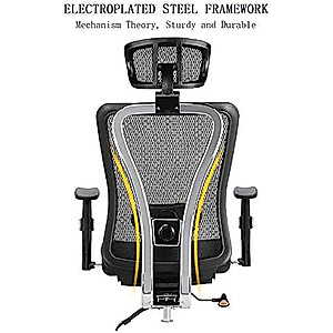 Cedric Office Chair,Breathable Mesh Computer Chair with Ergonomic Adjustable Lumbar Support, Black Swivel Desk Chair with Adjustable Armrest and Headrest, Mesh Seat,BIFMA Certification No 5.1