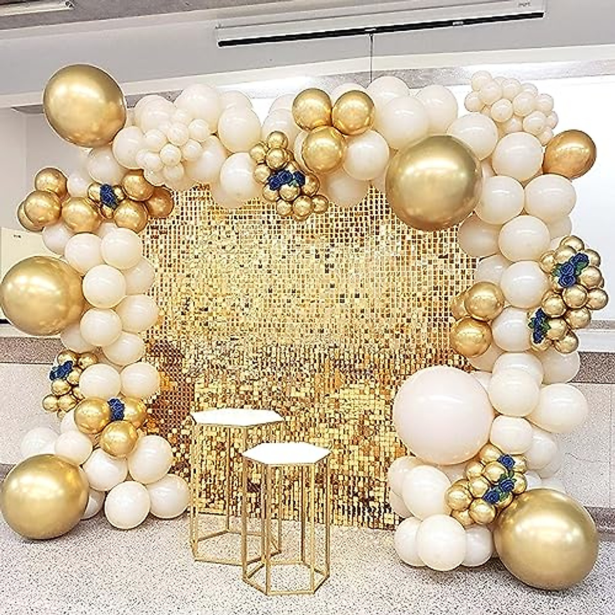 RUBFAC 36in Gold Giant Balloons, 5pcs Metallic Gold Latex Helium Balloons for Birthday Wedding Party Photo Shoot Baby Shower Decoration