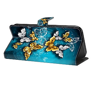 ALILANG for Samsung Galaxy S9 Plus Wallet Case with Credit Card Holder, Flip Book PU Leather Protective Magnetic Cover for Samsung S9 Plus Phone Case-Green Butterfly