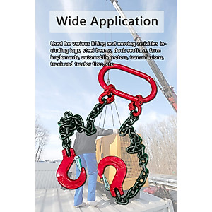 Chain Sling 2/5Inch X 5 Ft 4410lb Double Leg with Sling Hooks Chain Slings Adjusters Grade 80Alloy Steel Engine Chain Hoist Lifts【2 Ton】