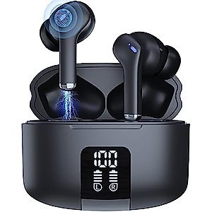 Sibotion Wireless Earphones, Bluetooth 5.3 Dual-mic ENC Call Noise Reduction, with LED Power Display Charging Case, IPX5 Waterproof Ultra-Light and Ergonomic for Sports and Esports