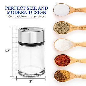 Salt Shaker or Pepper Shaker with Adjustable Pour Holes - Stainless Steel Spice Dispenser - Perfect for Pink Himalayan, Table Salt, Black and White Pepper. (2.4 oz)