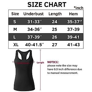 Femdouce Racerback Workout Tank top for Women Activewear Running top Yoga 4 Pack Black/White/Grey/Pink L