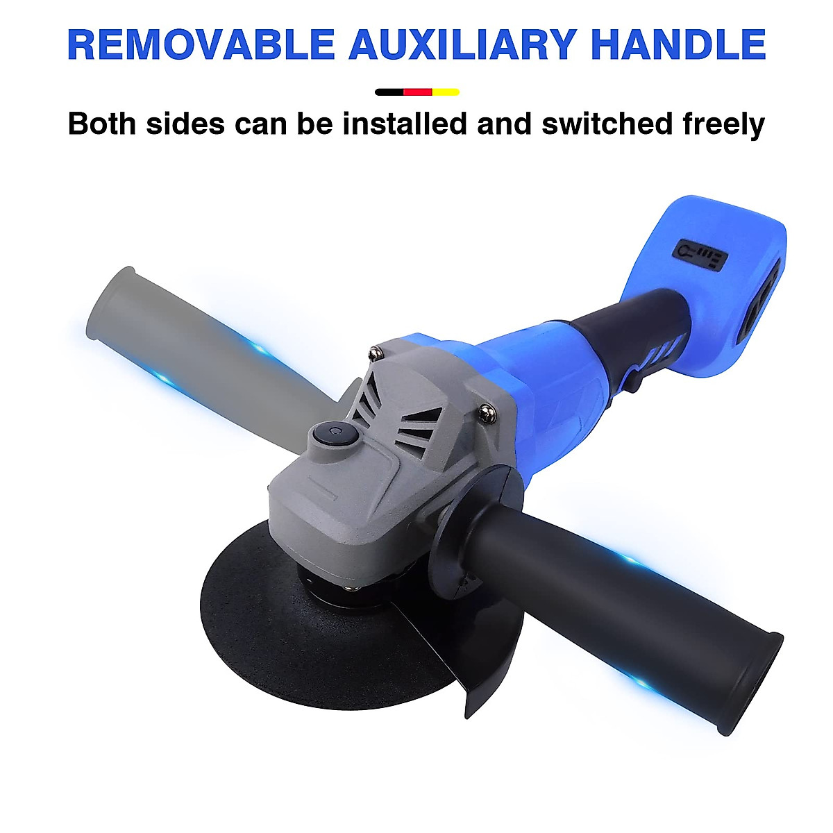 Angle Grinder Cordless with Battery and Charger for Cutting, Grinding and Polishing - Brushless Motor, 12000RPM Variable Speed, 2 Position Handle, Multi-Accessories