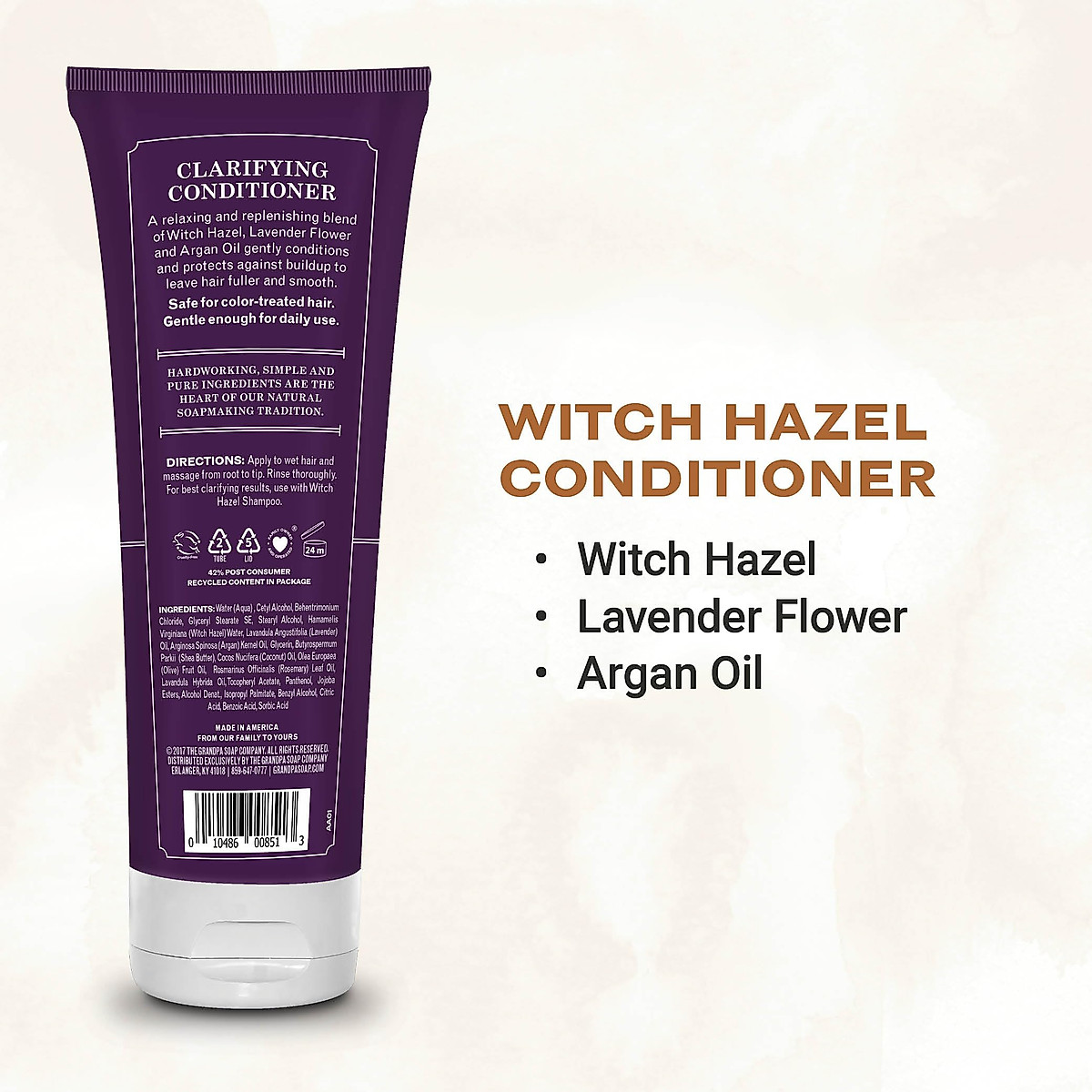Grandpa's The Soap Company Clarifying Witch Hazel Conditioner - Relieves Scalp Conditions and Protects Against Buildup, With Lavender Flower, Sulfates and Parabens Free, 8 Fl Oz.