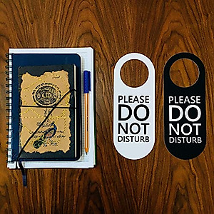 Do Not Disturb Door Hanger Sign 2 Pack (Black & White Double Sided) Please Do Not Disturb on Both Sides, Do Not Disturb Door Sign for Office, Home, Clinic, Dorm, Online Class, Meeting Session and More