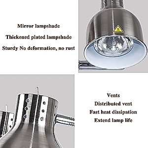LINKANRUO Food Heating Lamp, Double Heat Lamp Food Warmer, with Scattered Vents and Dual 250w Bulbs, Restaurant Kitchen Buffet Warmer Table, Free Standing Commercial and Home Use Lamps(Silver)