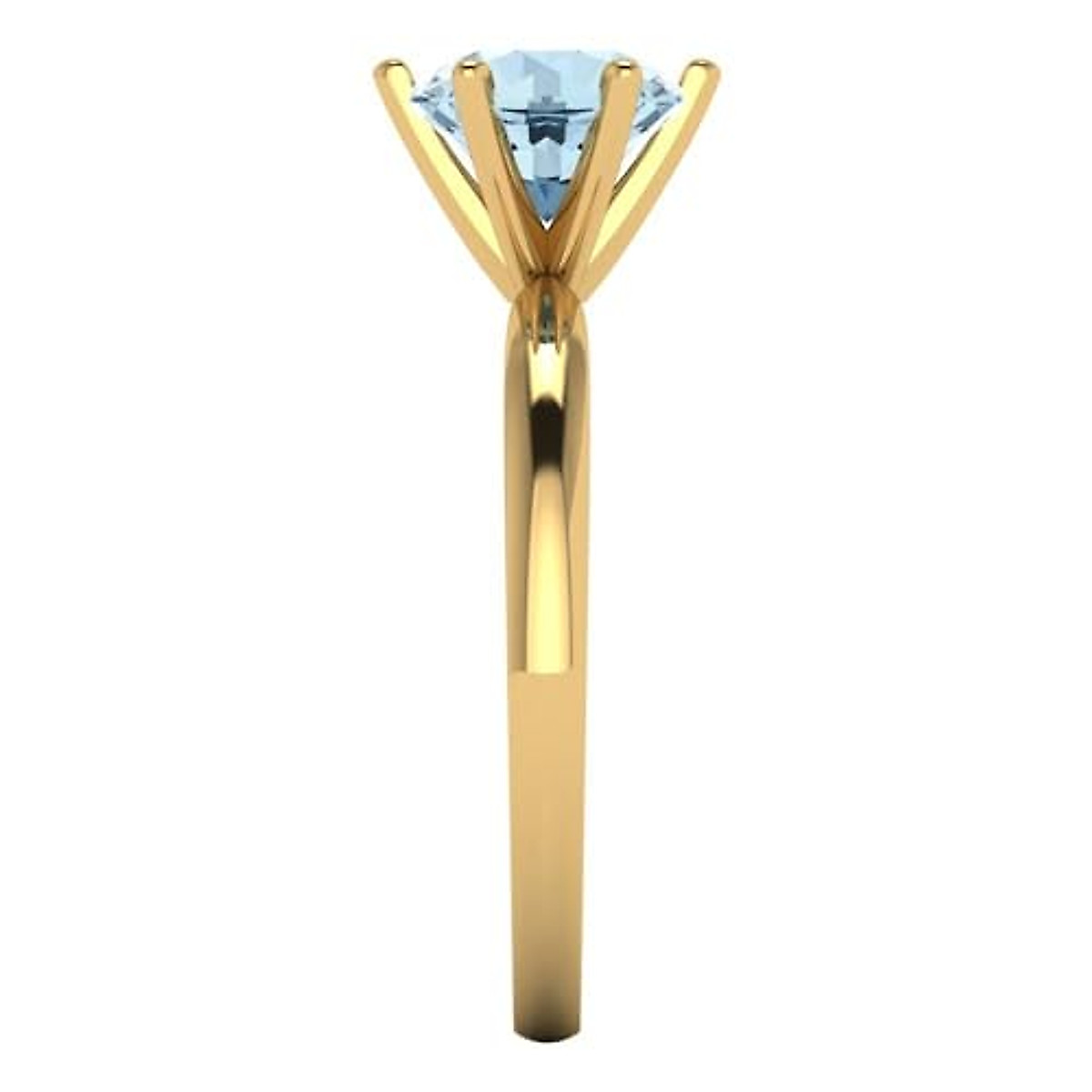 Clara Pucci 1.50 ct Round Cut Solitaire Natural Aquamarine Engagement Wedding Bridal Promise Anniversary Ring in 18K yellow Gold Size 6