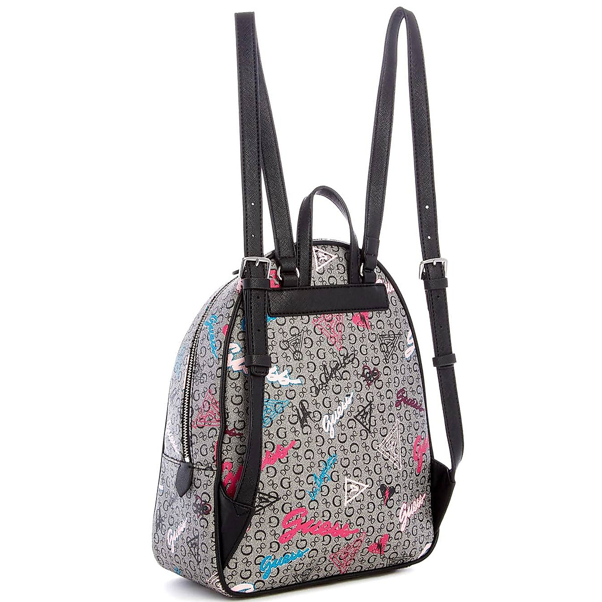 GUESS Women's Stanzler Black Logo Graphic Graffiti Print Backpack