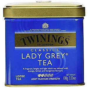Twinings Lady Grey Loose Leaf Tea, Fragrant, Bright and Light Black Tea Infused with Orange, Lemon, and Bergamot Flavors, Aromatic and Flavorful Blend, 3.53 Oz