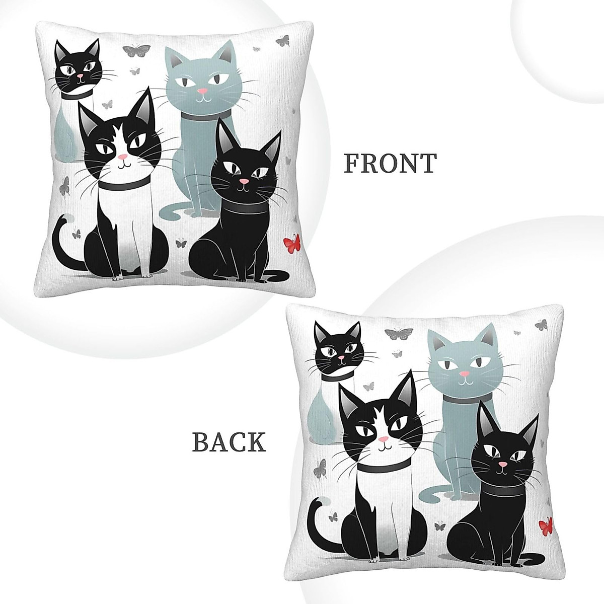 DOFFO Black and White Cats Printed Fall Throw Pillow Covers 16x16 Soft Corduroy Decorative Throw Pillows Covers Cushion Case for Spring Christmas Sofa Living Room Couch Bedroom