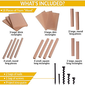 MALUVRIAN Arts and Craft Kit for Kids Extra Foam Wood Kit with 18 Pieces of Craft Foam Wood | Kids Tool Set | Building Toys Educational | Learning Toys | STEAM STEM Toys for Boys and Girls