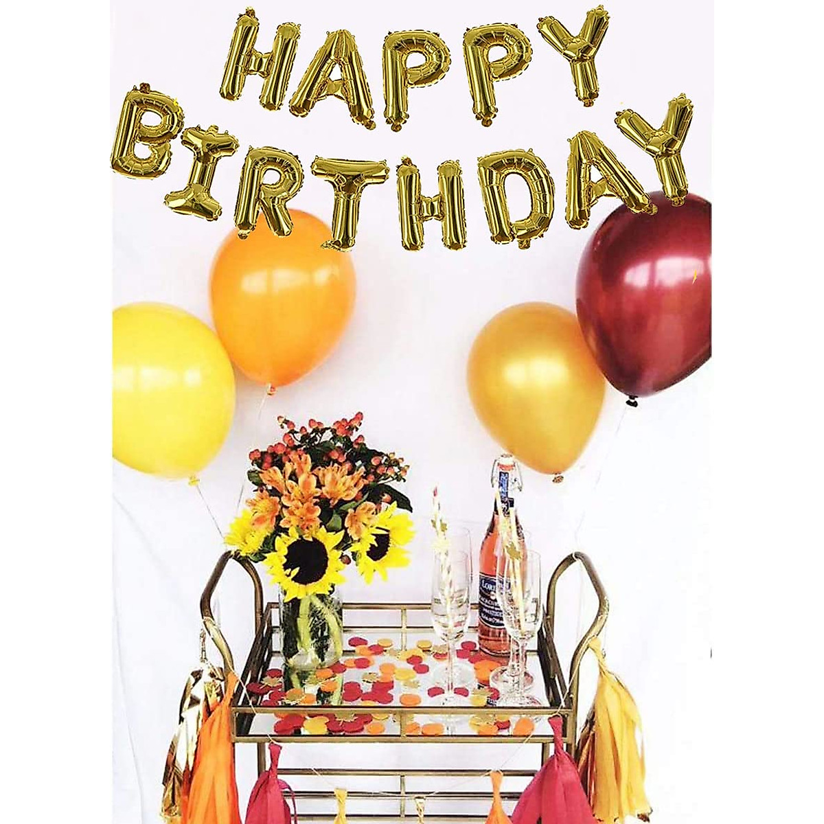 Fall Birthday Party Decorations/Burgundy Gold Orange Thanksgiving Birthday HAPPY BIRTHDAY Balloons Pumpkin Orange Birthday Party Decorations Autumn Fall Party Decorations