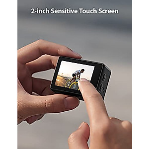 Action Camera 4K - Motorcycle Helmet Underwater WiFi Touch Screen Camera With 60FPS 20MP 8X Zoom Lens EIS Stabilization, include Remote Control, External Microphone, 2*Batteries and Accessories Kit