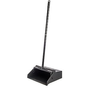 SPARTA Plastic Dust Pan, Upright Pan With 2 Piece Handle For Cleaning, 11 X 12 X 3.5 Inches, Black