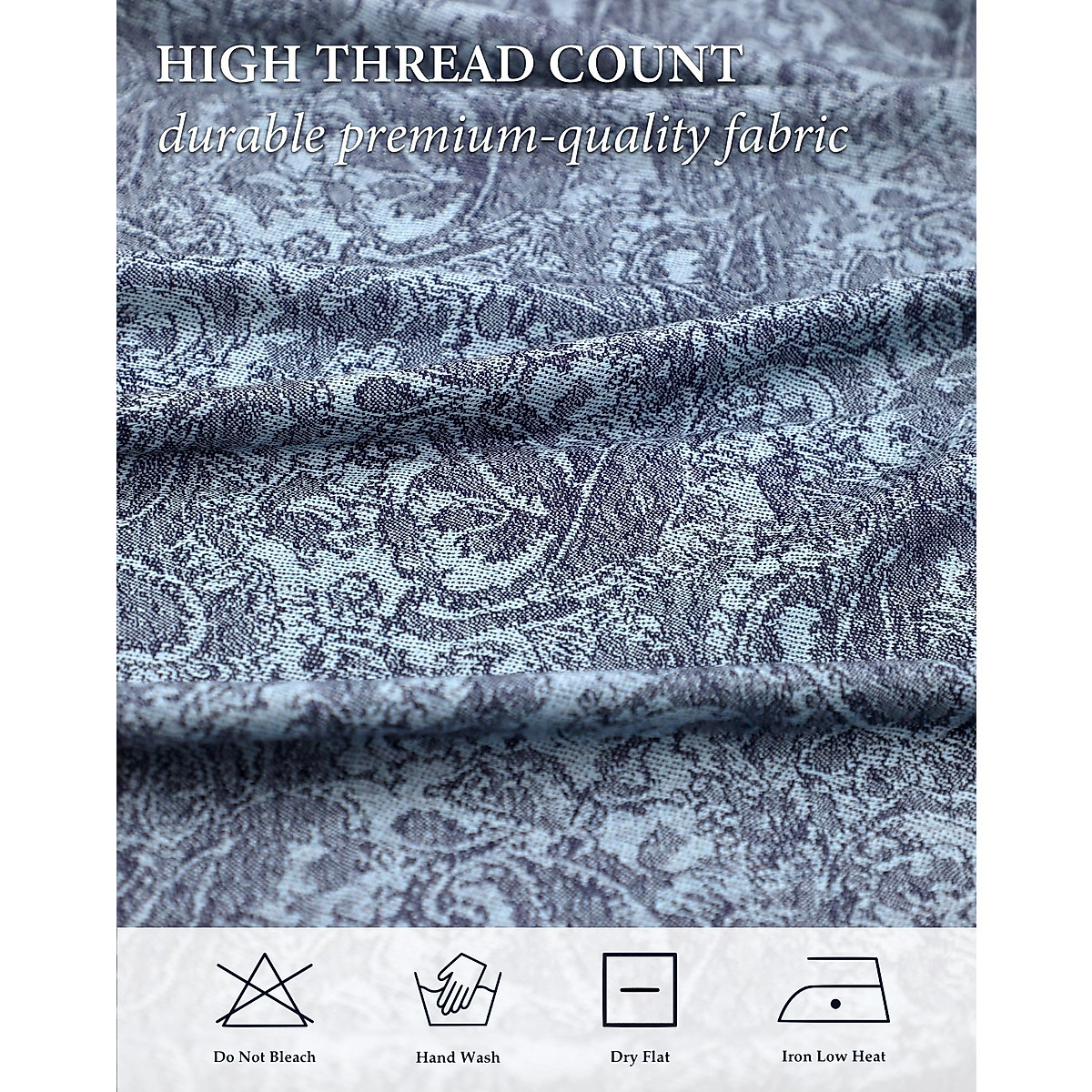 Achillea Two Tone Vintage Jacquard Paisley Pashmina Shawl Wrap Scarf (Steel Blue)