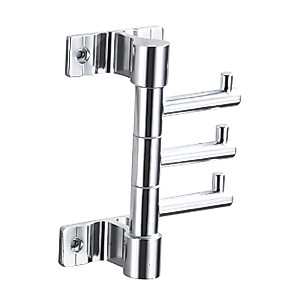 Swivel Coat Rack with Multiple Hooks for Bathroom and Wall Mount - Heavy Duty Towel Rack with Vertical Swivel Arms, Hat and Key Holder Hanger (Silver, 3 Arms)