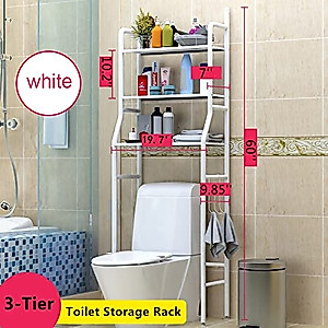 JOCHER 3-Tier Over The Toilet Storage Rack, Multifunctional Bathroom Organizer Over Toilet Shelf,Stable Freestanding Toilet Rack Storage Shelves, Space Saver,Metal,19.7" W x 9.85" D x 60" H(White)