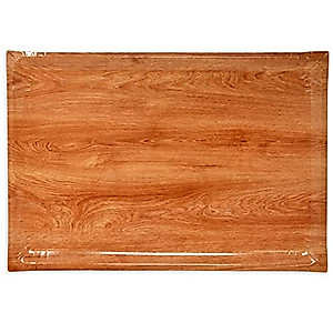 10 Wood Rectangle Trays Rustic Brown Wooden Look Serving Platters 10.75" x 15.75" Heavy Duty Disposable Paper Cardboard Tray for Dessert Cupcake Display Birthday Parties Weddings Table Decor & More