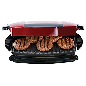 George Foreman 5-Serving Removable Plate Electric Indoor Grill and Panini Press, Red, GRP0004R, 17.2 x 12.1 x 6.2 inches