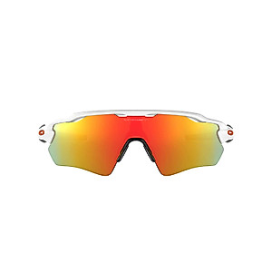 Oakley Men's OO9208 Radar EV Path Rectangular Sunglasses, Polished White/Fire Iridium, 38 mm