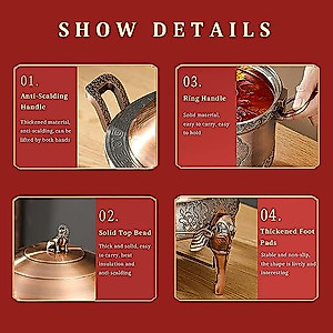 Retro Round Chafing Dish, Stainless Steel Buffet Server Warming Tray with Fuel Holders and Lid, for Birthday Party Wedding Celebration