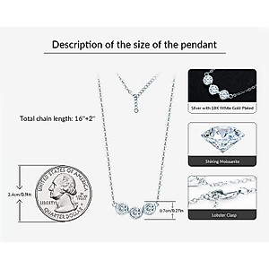 AINUOSHI Sterling Silver Moissanite Tennis Necklaces for Women, Pendant Necklace 925 Sterling Silver 18K Gold Plated Jewelry Anniversary Birthday Graduation Gifts for Her Wife Girlfriend