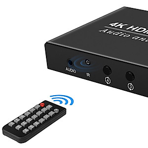 Video Wall Controller HDMI 1X4,Splicing Professional Processor with 4 HDMI+3.5mm Audio Output 180 Degree Rotate TV Wall Display 8 Splicing Modes 1x1, 1x2, 1x3, 1x4, 2x1, 3x1,4x1, 2x2