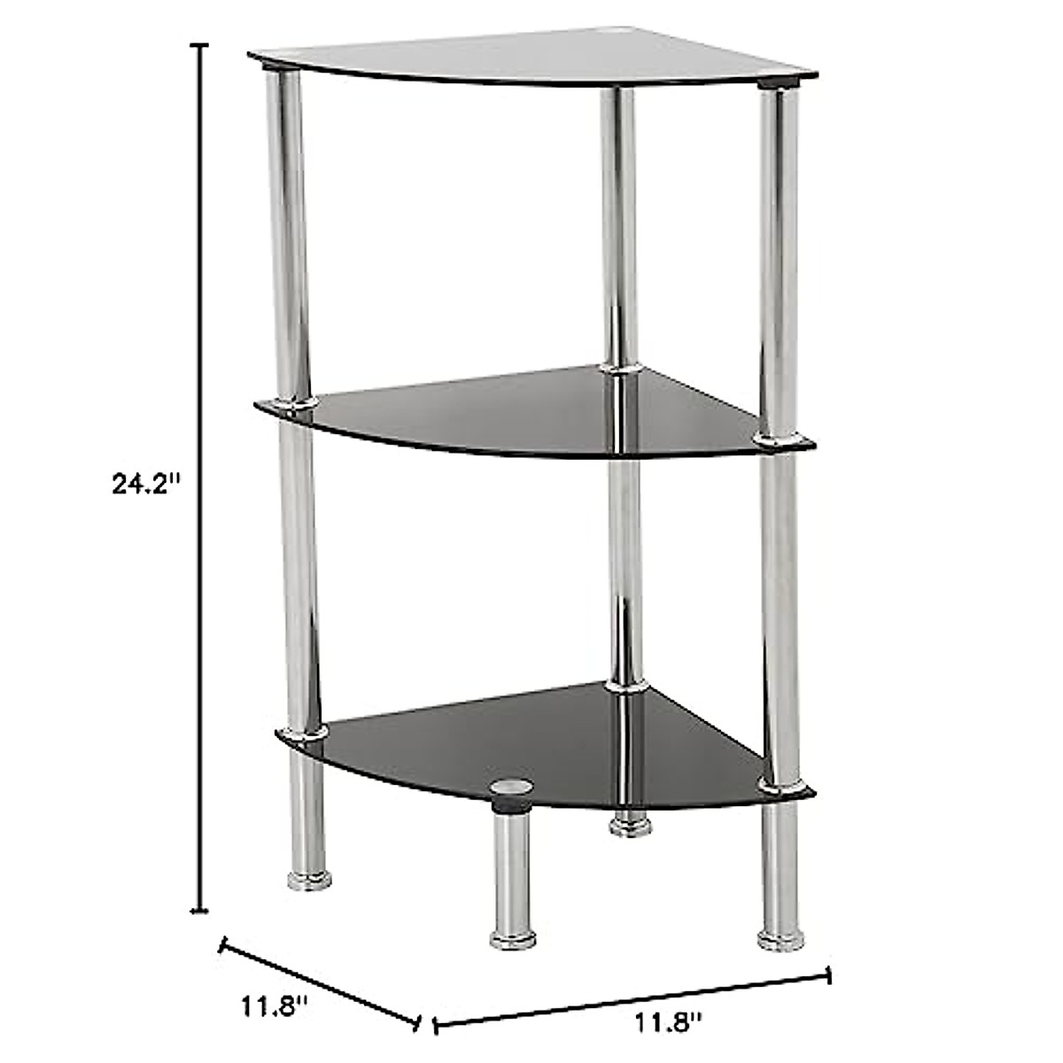 AVF S53-A Corner 3 Tier Shelving Unit in Black Glass & Chrome