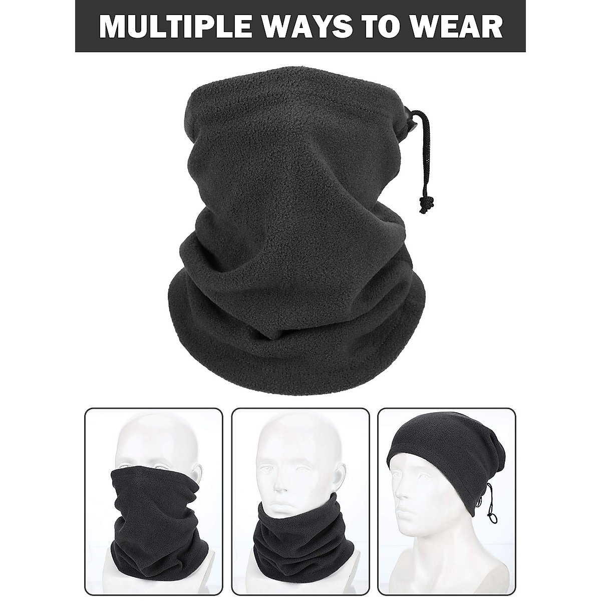 Syhood 6 Pieces Winter Fleece Ear Warmer Headband Ear Muffs Head Wraps with Winter Fleece Neck Warmers Gaiter for Outdoor Sport Activities