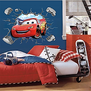 Cars McQueen Wall Stickers for Kids Boys Bedroom Cartoon Self Adhesive PVC Decorative Game Poster Decals