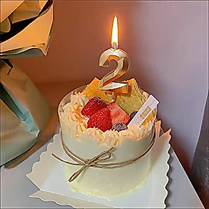 Golden Number 3 Candles 3D Diamond Shape Happy Birthday Cake Topper Numeral Candles for Birthday Party Wedding Decoration Reunions Theme Party