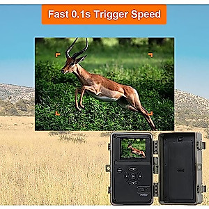 GardePro A3S Trail Camera, 48MP 1296p Game Camera with Clear 100ft No Glow Night Vision, Fast 0.1s Trigger Speed Motion Activated Waterproof, H.264 MP4 Video