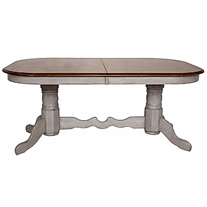 Sunset Trading Country Grove 96" Oval Extendable Wood Dining Table in Gray/Brown
