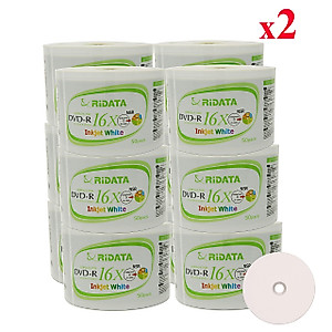 1200 Pack Ridata DVD-R 16X 4.7GB 120 Min White Inkjet Hub Printable Blank Data Video Media Recordable Disc