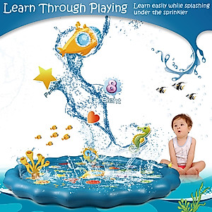 Winique Splash Pad, Sprinkler for Kids, Wading Pool for Toddlers, 68" Inflatable Outdoor Summer Toys for Babies, Gifts for 3 4 5 6 7 8 9 Year Old Boys Girls (Blue)