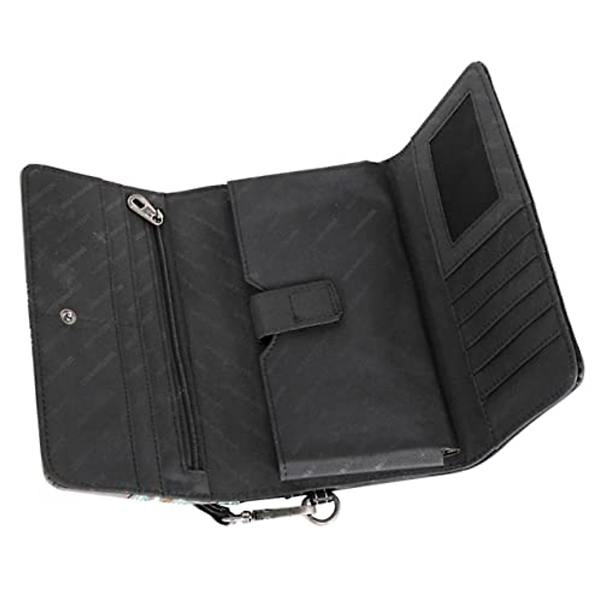 Montana West Womens Wallet Clutch Wallets Credit Card Coin Bill Try Fold Accordion (Patina Buckle Black)