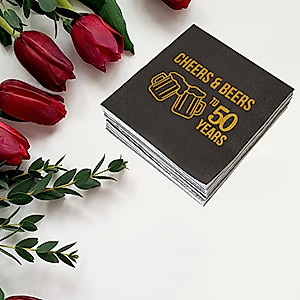 Cheers to 50 Years Napkins Pack of 50 Happy 50th Birthday Cocktail Napkins 50th Wedding Anniversary Paper Disposable Party Napkins Beverage Napkins 3 Ply