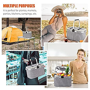 HappyPicnic Cooler Tote Bag 26L, Collapsible Picnic Basket Cooler with Aluminium Handle for Food, Shopping Grocery, Work or Outdoor Hiking Men Woman