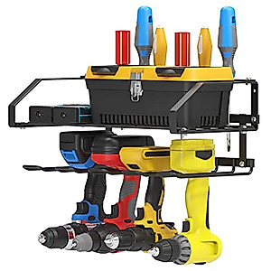 BOSTANA Power Tool Organizer 2Layer, Garage Storage Shelves,Metal Wall Mounted Shelves, Utility Tool Rack for Cordless Drill,Suitable for Workshop and Warehouse, Gift for Father's Day