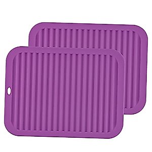 Smithcraft Silicone Trivets for Hot Dishes, Pots and Pans, Hot Pad 9"X12for Kitchen, Multi-Purpose Silicone Trivet Mat, Heat Resistant Mat for Quartz Counter & Table, Silicone Pot Holders Set 2 Purple