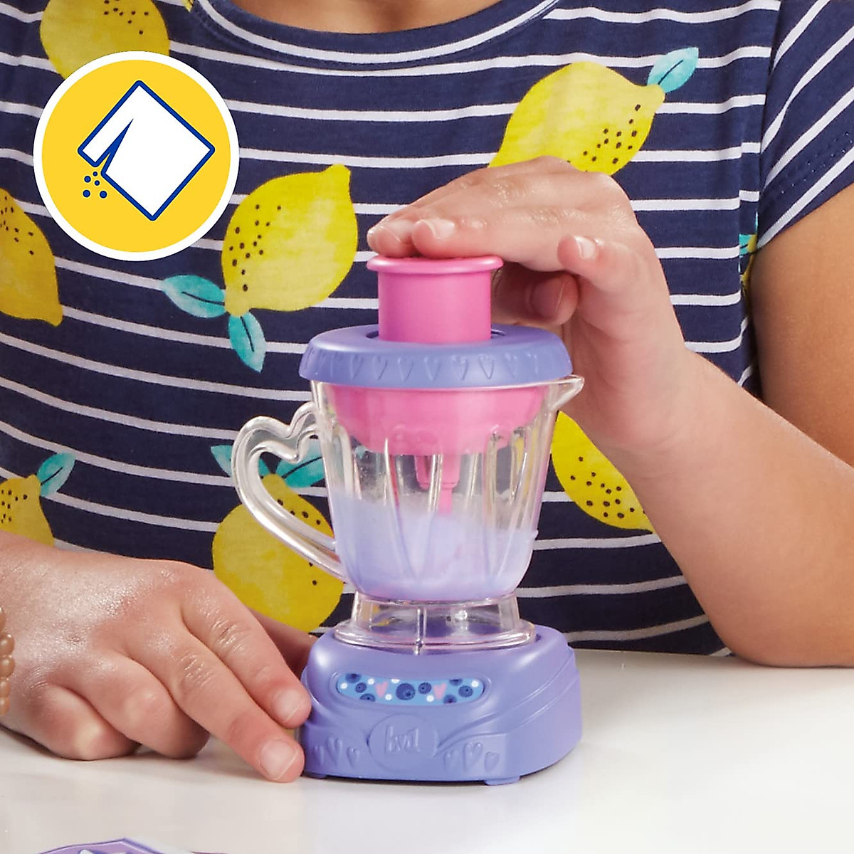 Baby Alive Magical Mixer Baby Doll Blueberry Blast with Blender Accessories, Drinks, Wets, Eats, Black Hair Toy for Kids Ages 3 and Up