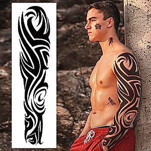 SOOVSY 46 Sheets Full Arm Temporary Tattoo with Lion, Temporary Tattoo Sleeves for Men, Fake Tattoos Adult Realistic with Flower, Full Sleeve Tattoos for Women w/Wolf Eagle & Deer