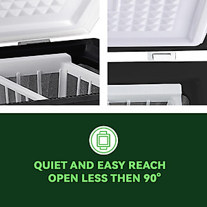 Chest Freezer Small Deep Freezer Black 3.5 Cu.Ft Free-Standing Top Door Freezer Adjustable 7 Thermostat and Removable Basket Open Garage Basement Apartment Kitchen Business