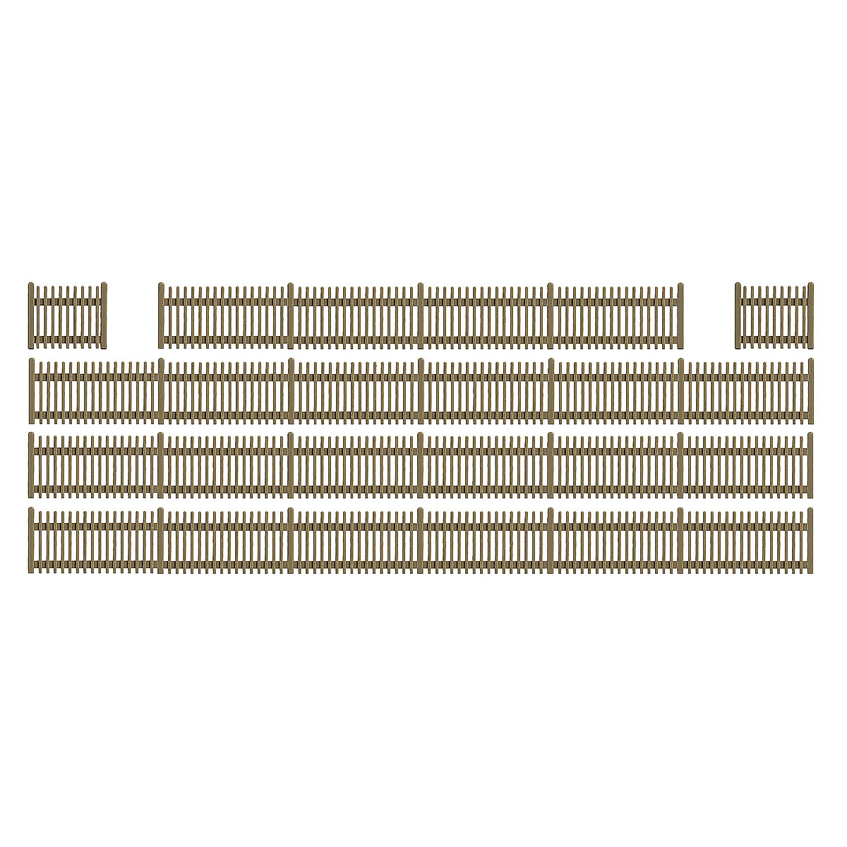 Busch 6007 Picket Fence w/4 Gates HO Scale Scenery Kit